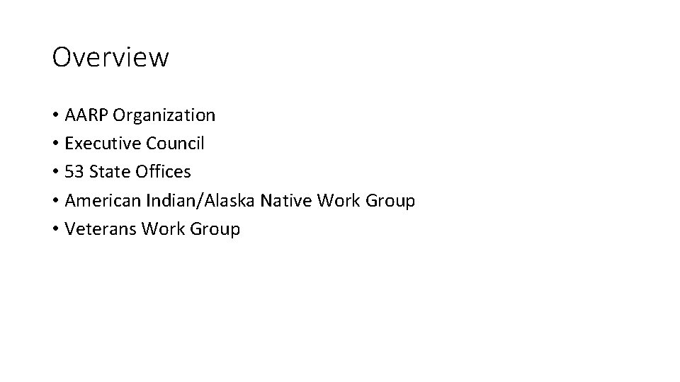 Resources and Collaboration with AARP Alex E Ward