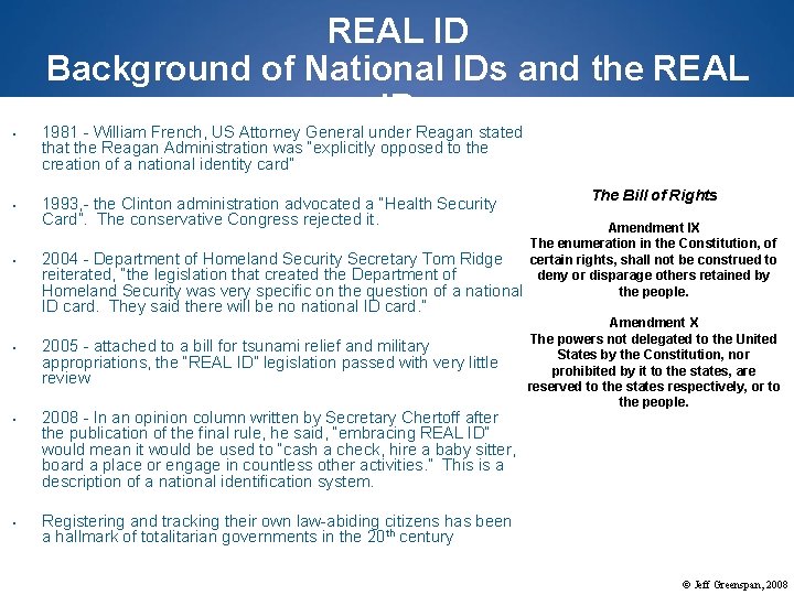 REAL ID Background of National IDs and the