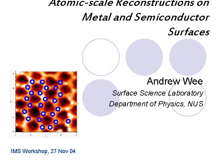 Atomicscale Reconstructions on Metal and Semiconductor Surfaces Andrew