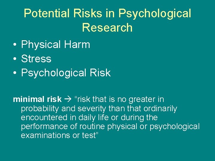 Behavioral Research Chapter Three Ethical Research Why do