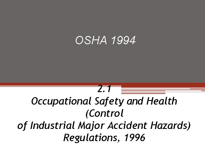 OSHA 1994 2 1 Occupational Safety and Health