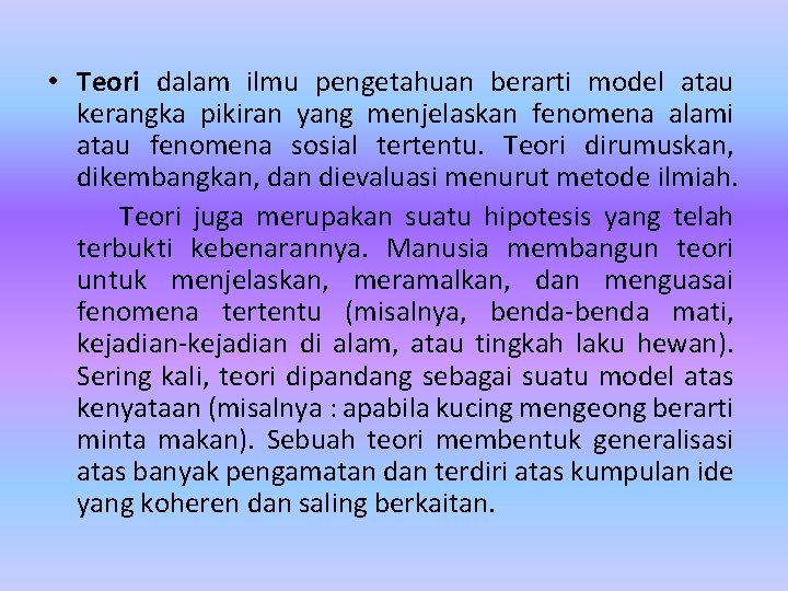 Definisi teori hipotesis model konstruk hukum dan prinsip