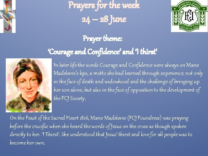Prayers for the week 24 28 June Prayer