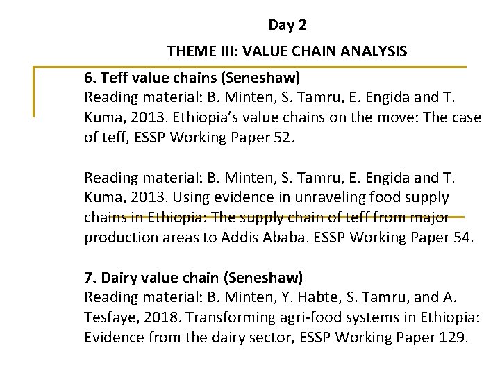 Market Policy and Value Chain Analysis th th