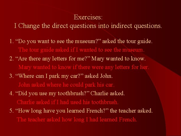 Reported Speech Questions Indirektna pitanja U engleskom jeziku