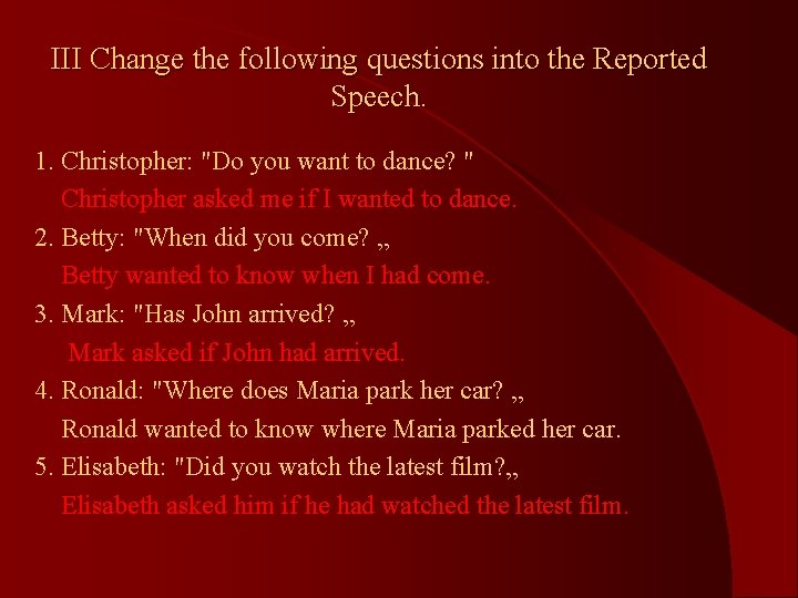 Reported Speech Questions Indirektna pitanja U engleskom jeziku