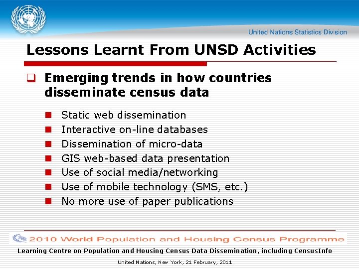 Emerging Trends in Census Data Dissemination UN Statistics