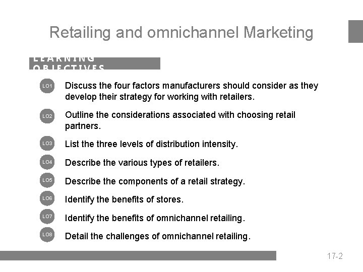 CHAPTER 17 RETAILING AND OMNICHANNEL MARKETING 17 1