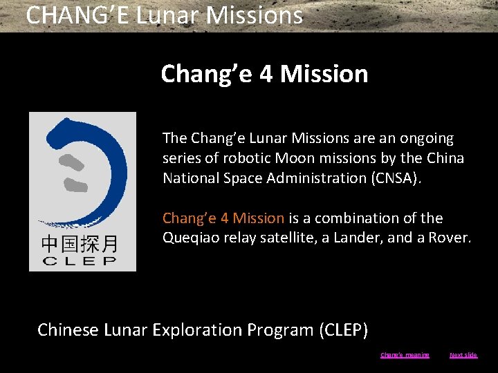 CHANGE Lunar Missions Change 4 Mission The Change