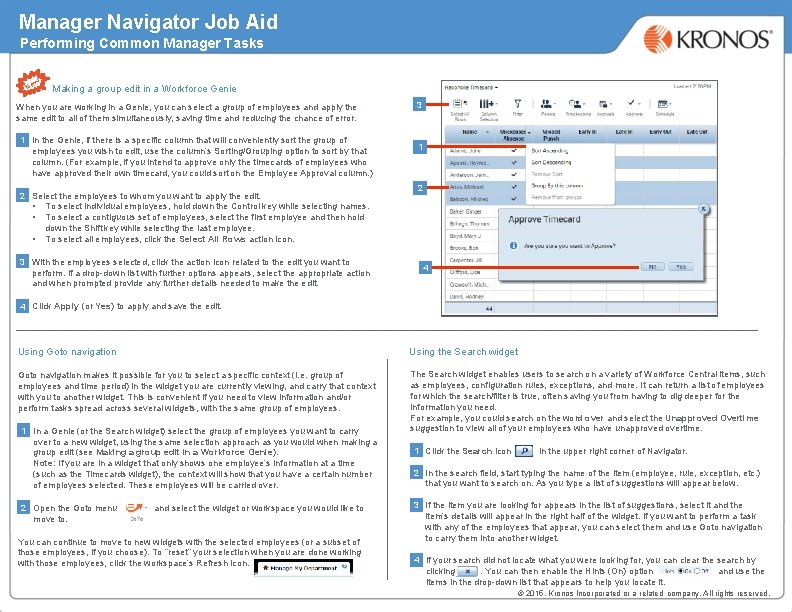 Manager Navigator Job Aid Parts of a Navigator