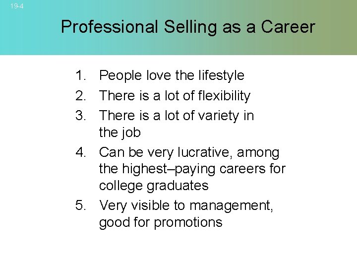 Marketing Chapter 19 Personal Selling and Sales Management