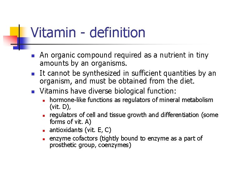 Vitamins Jana Novotn Charles Univ 2 nd Med