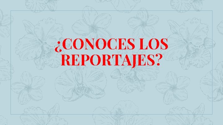 EL REPORTAJE OBJETIVO Leer e identificar elementos de