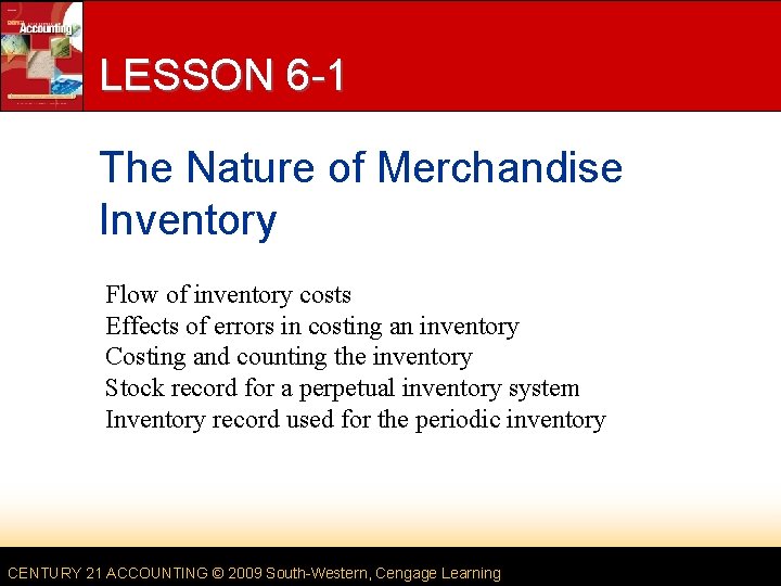 LESSON 6 1 The Nature of Merchandise Inventory