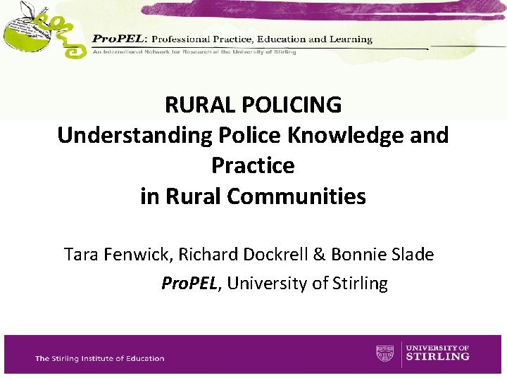 RURAL POLICING Understanding Police Knowledge and Practice in