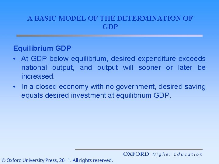 A Basic Model of the Determination of GDP