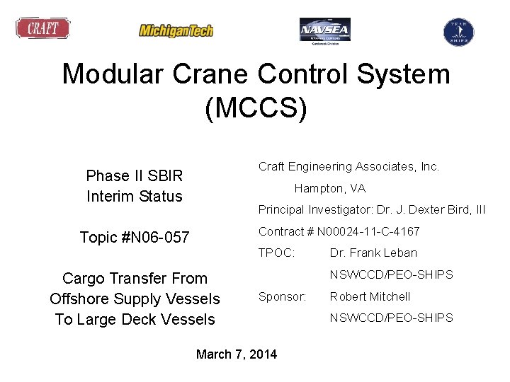 Modular Crane Control System MCCS Craft Engineering Associates