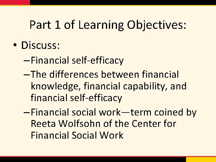 Building Financial SelfEfficacy with Social Work Students Helping