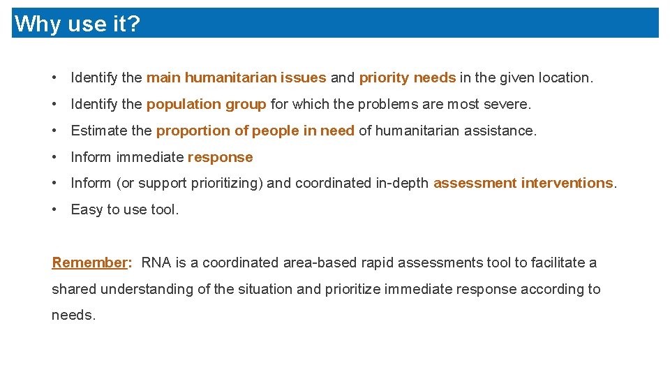 The Rapid Needs Assessment tool in the Mosul