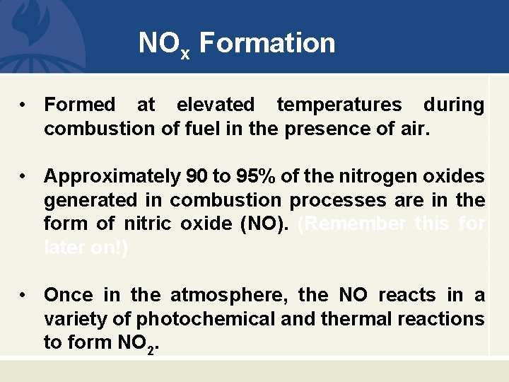 Control of Nitrogen Oxides Dr Wesam Al Madhoun