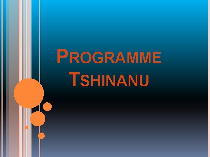 PROGRAMME TSHINANU PROGRAMME DAIDE PERSONNELLE FAMILIALE ET COMMUNAUTAIRE