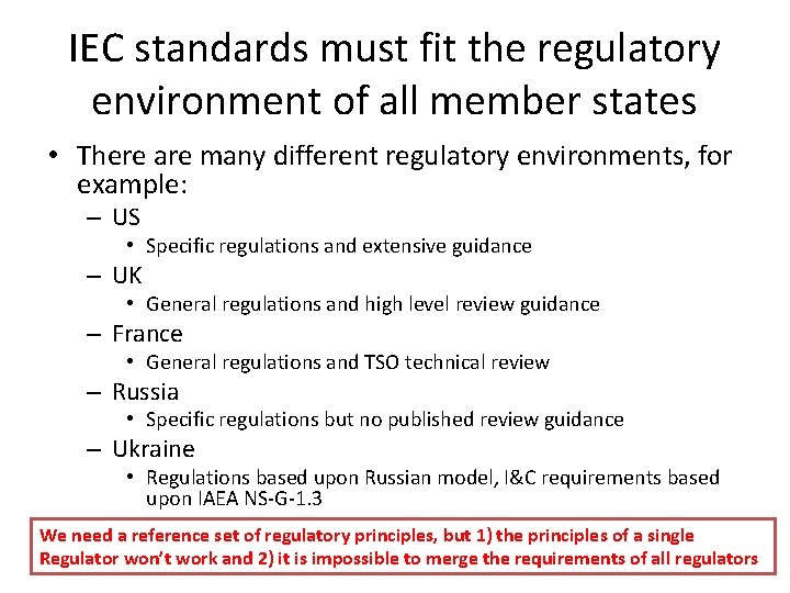 Criteria for IEC Standards Gary Johnson Chairman SC