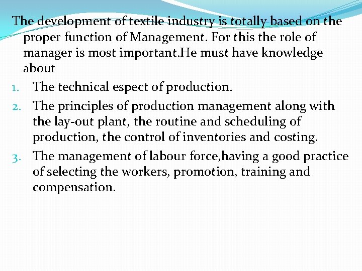 TEXTILE INDUSTRY AND ITS ECONOMIC ACTIVITIES To run