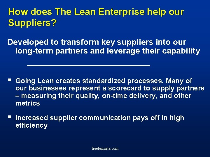 The Lean Enterprise Vital Links Lean Six Sigma