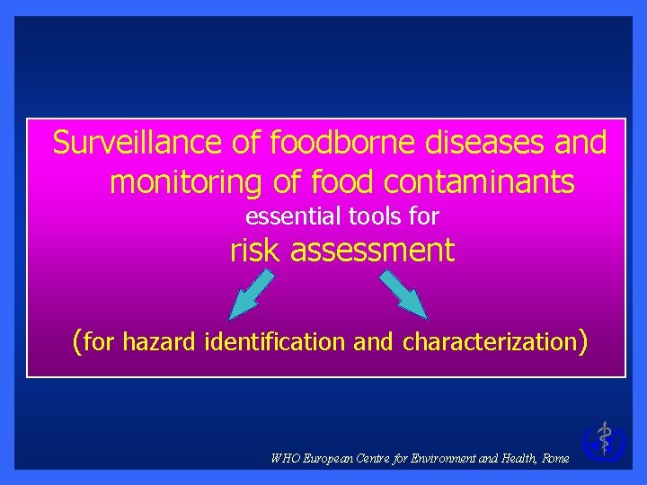 Surveillance of foodborne diseases and monitoring of food