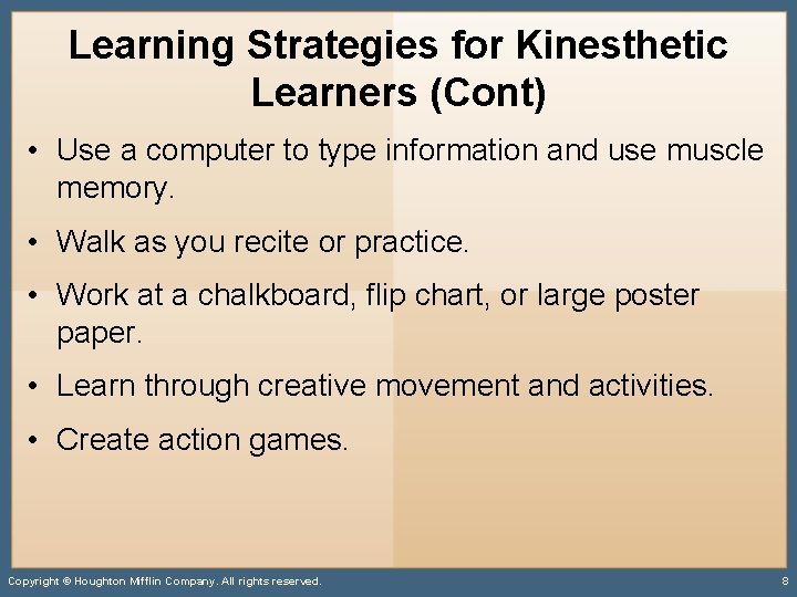Chapter One Discovering and Using Your Learning Styles