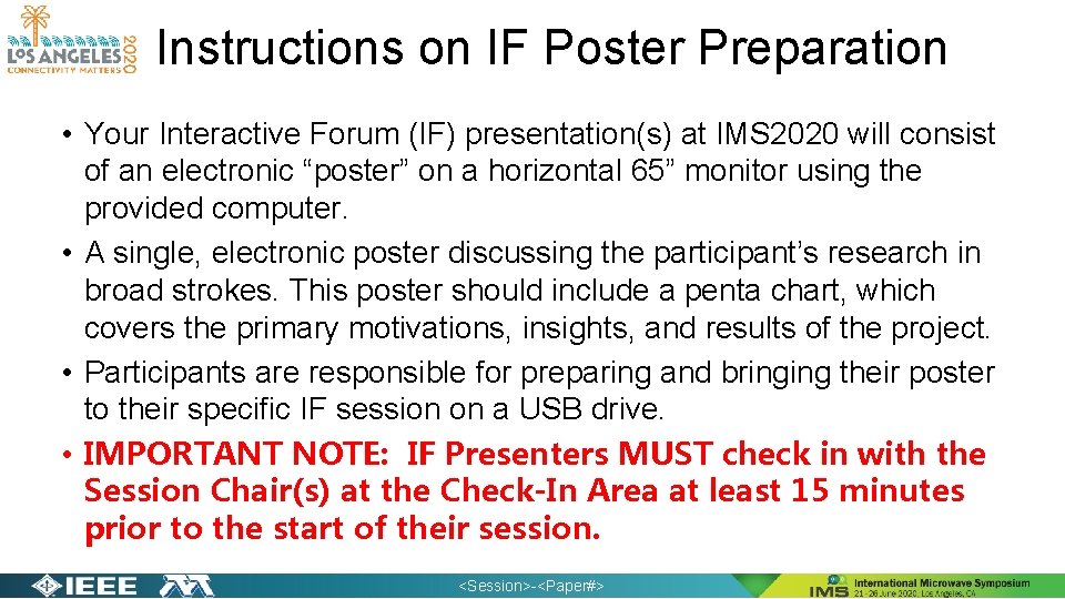 IMS 2020 Interactive Forum IF Poster Guidelines SessionPaper