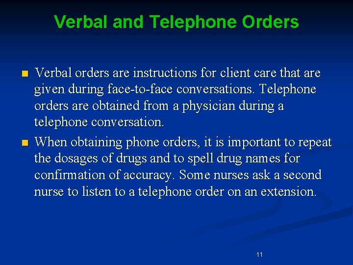 Fundamental Nursing Chapter 32 Oral Medications Medication Orders