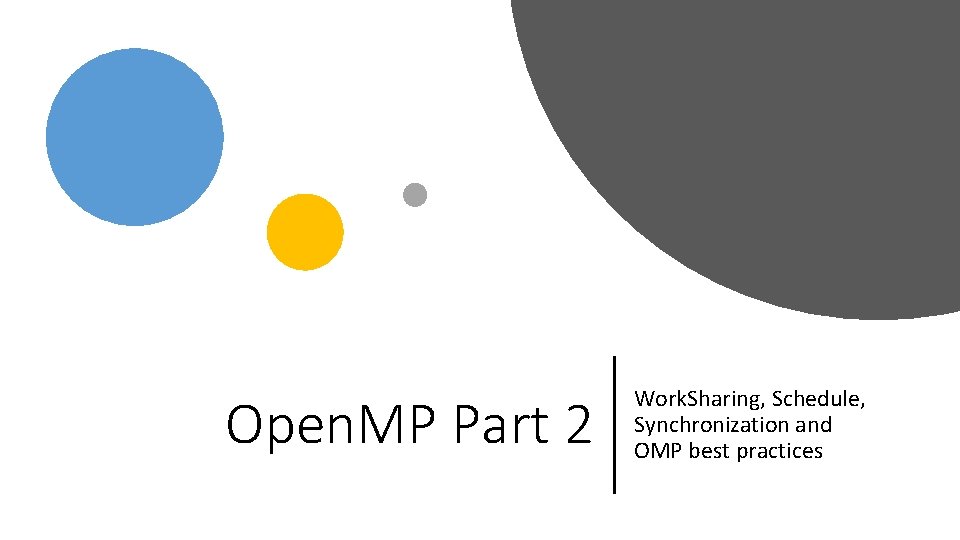 Open MP Part 2 Work Sharing Schedule Synchronization