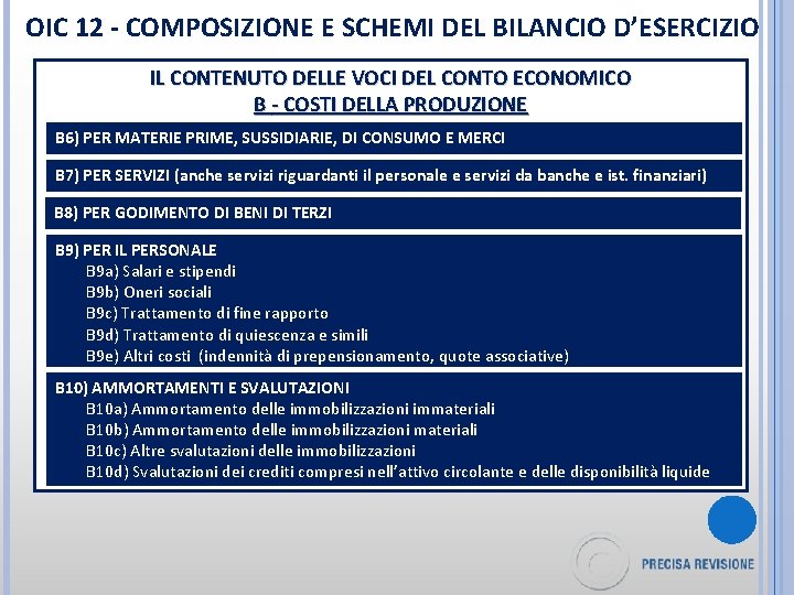 OIC 12 COMPOSIZIONE E SCHEMI DEL BILANCIO DESERCIZIO