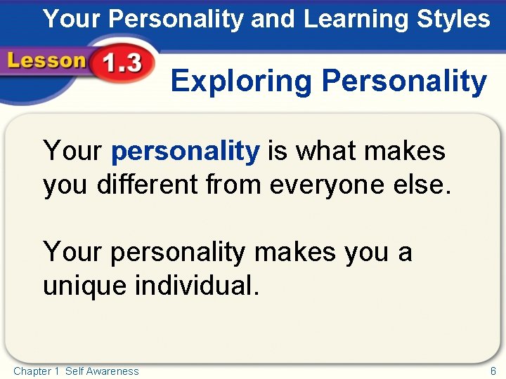 Chapter 1 Self Awareness Lesson 1 3 Your