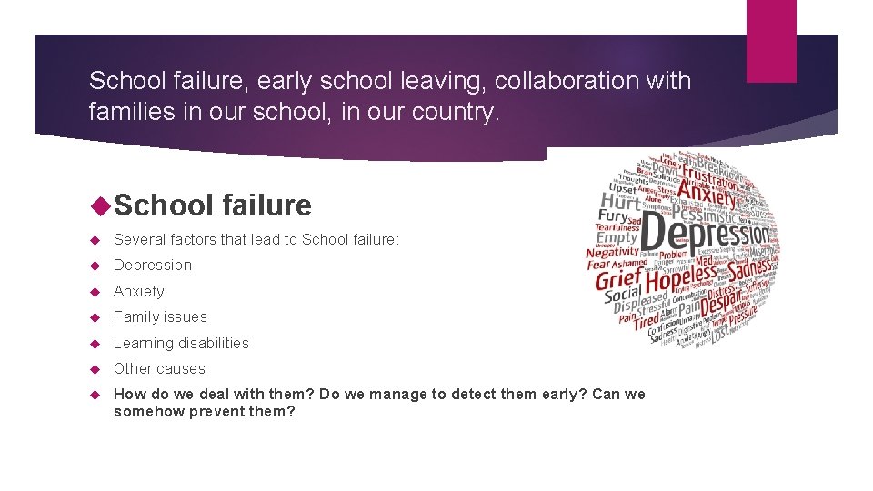 School failure early school leaving collaboration with families