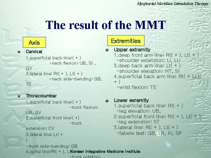 Myofascial Meridian Stimulation Therapy Case Study The MMST