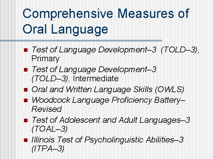 Chapter 14 Oral Language and Bilingual Assessment Purposes