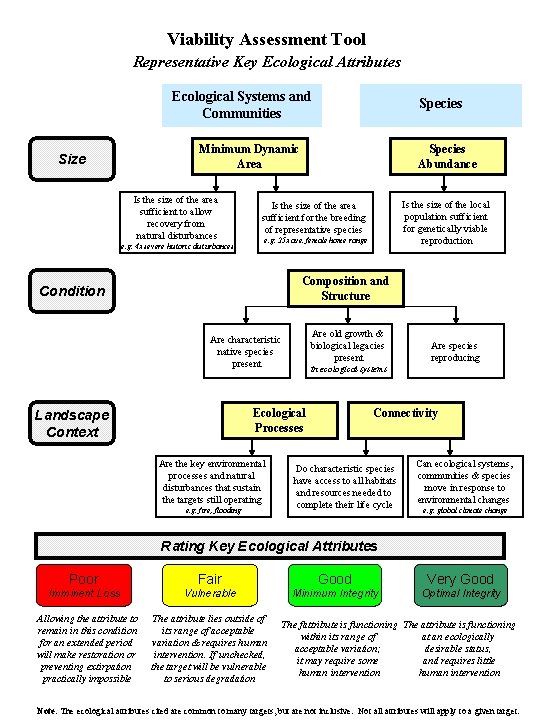 Viability Assessment Tool Representative Key Ecological Attributes ...