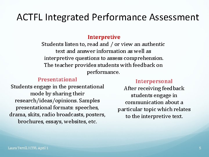 Transitioning from Final Exams to Final Assessments Laura