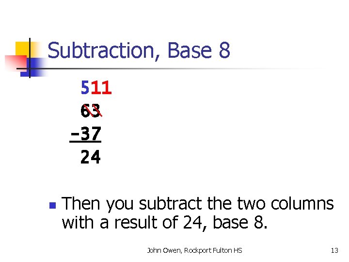 Computer Science LESSON ON Number Base Subtraction and