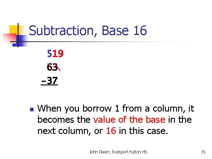 Computer Science LESSON ON Number Base Subtraction and