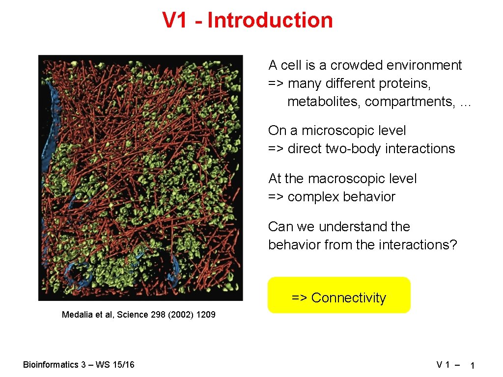 V 1 Introduction A cell is a crowded