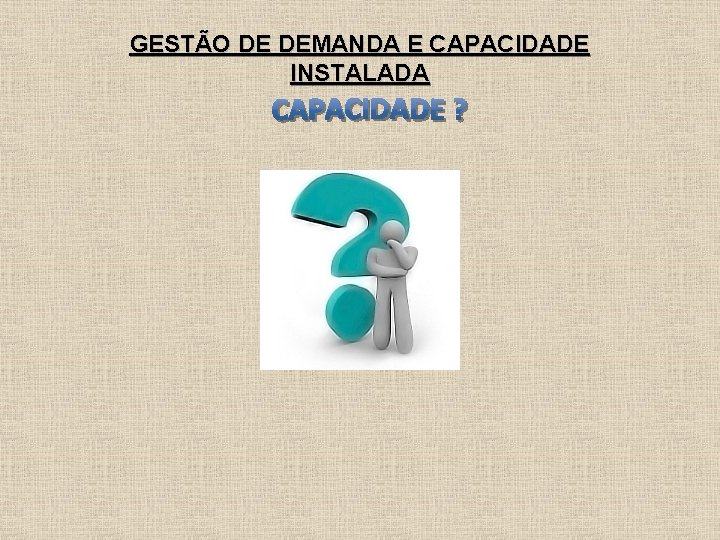 GESTO DE DEMANDA E CAPACIDADE INSTALADA Profa Carla