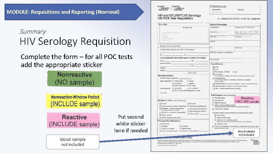 MODULE Requisitions and Reporting Nominal HIV Rapid POC