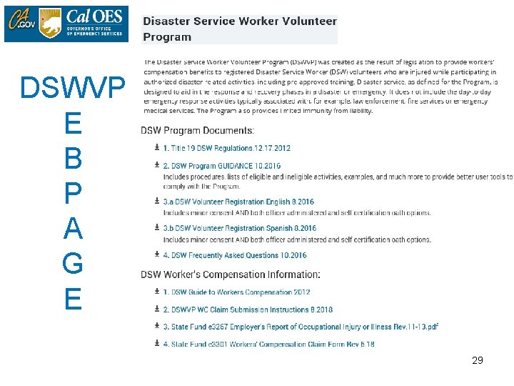 Disaster Service Worker Volunteer Program May 2019 Provide