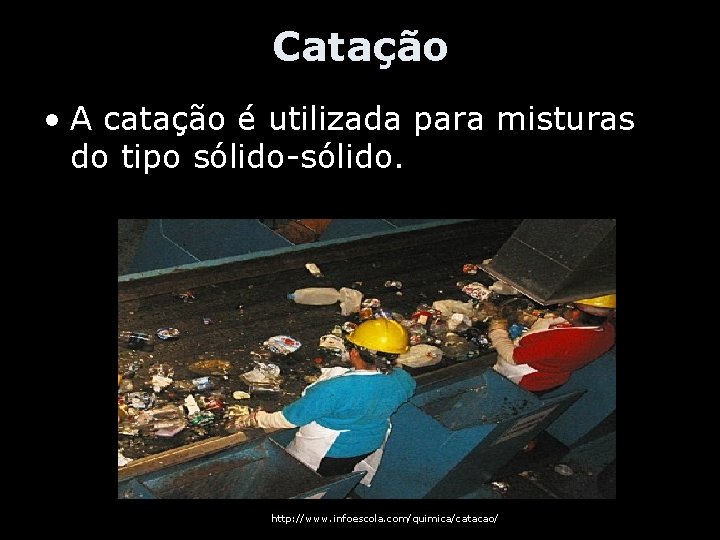 Separao de misturas Decantao Decantao o mtodo utilizado