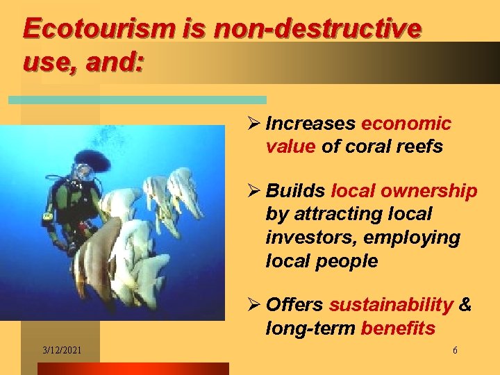 Ecotourism saving coral reefs What can make it