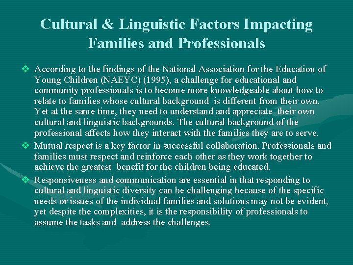 Family School and Community Collaboration Multicultural Considerations in