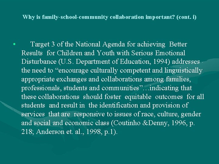 Family School and Community Collaboration Multicultural Considerations in